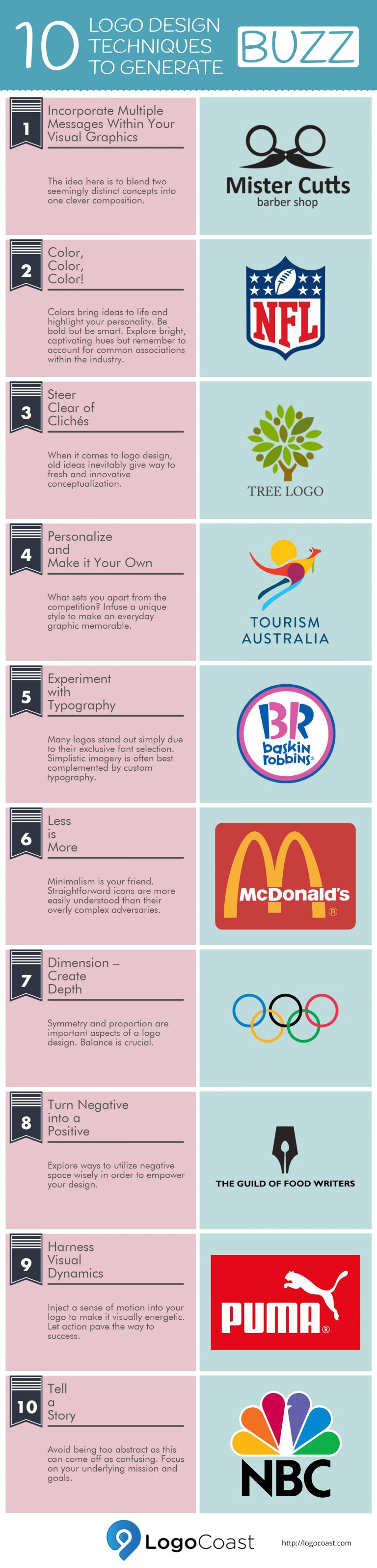 10 Logo Design Techniques to Generate Buzz (Infographic) - Logo Coast